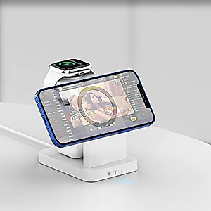 3 in 1 Mag-Safe Wireless Charging Station,Magnetic 18W Fast Charger Stand for Apple iPhone 14/13/12,14/13/12Pro,14/13/12Pro Max,Mini,AirPods 2/pro,iWatch 8/se/7/6/5/4/3(Qc3.0 Adapter Included)