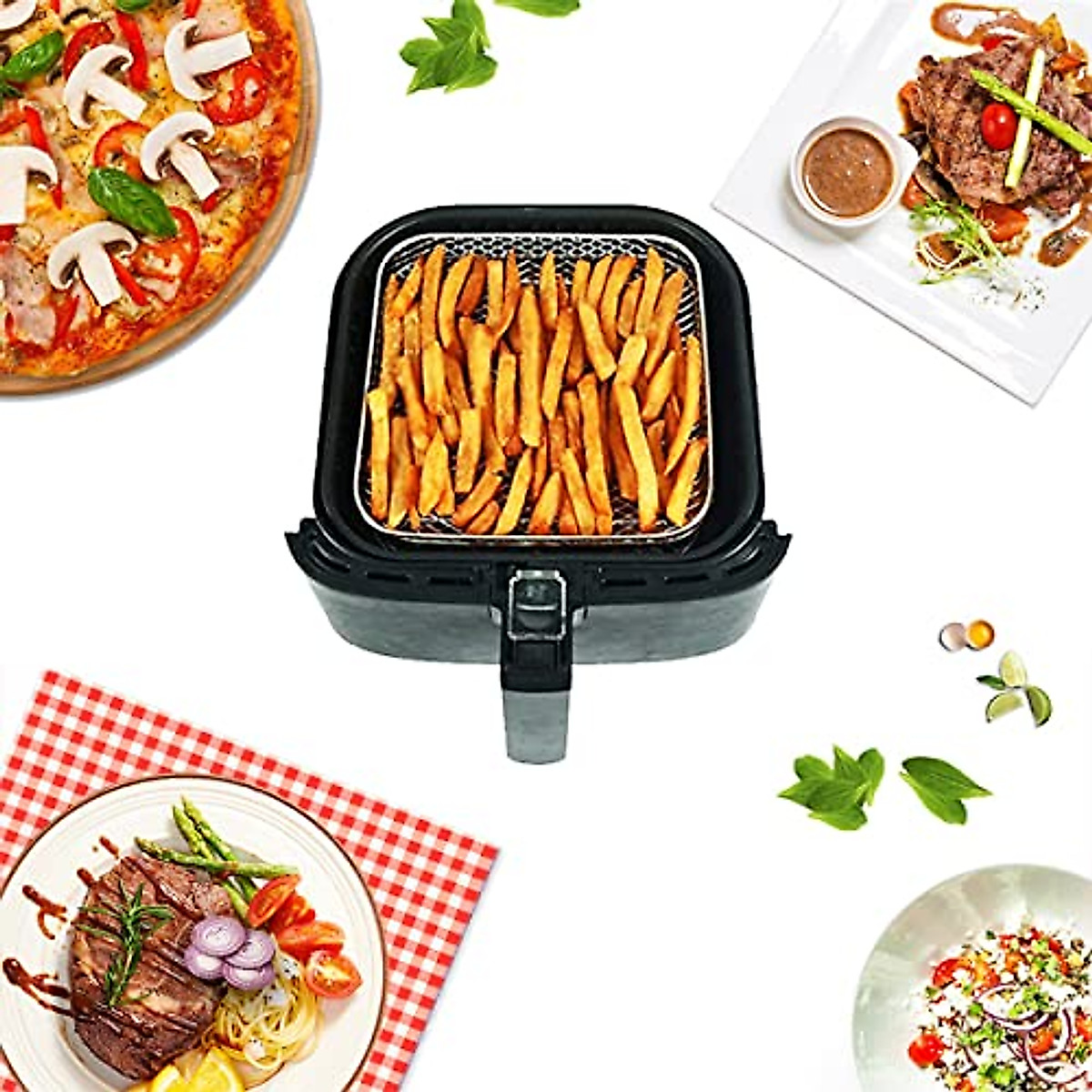 8 inch Square Air Fryer Rack, Set of 3, Stackable Multi-Layer Stainless Steel Dehydrator Rack, Square Air Fryer Accessories for Cosori, Instant Vortex, Nuwave Air Fryer