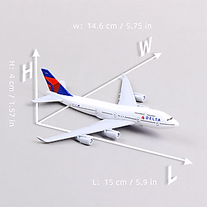 QIYUMOKE 1/400 Delta Plane 747 Model Diecast Metal Airplanes Model kit with Stand (6 inches) Boeing 747 Airlines Model Plane for Aviation Enthusiasts Gift, Desktop Display Decorations