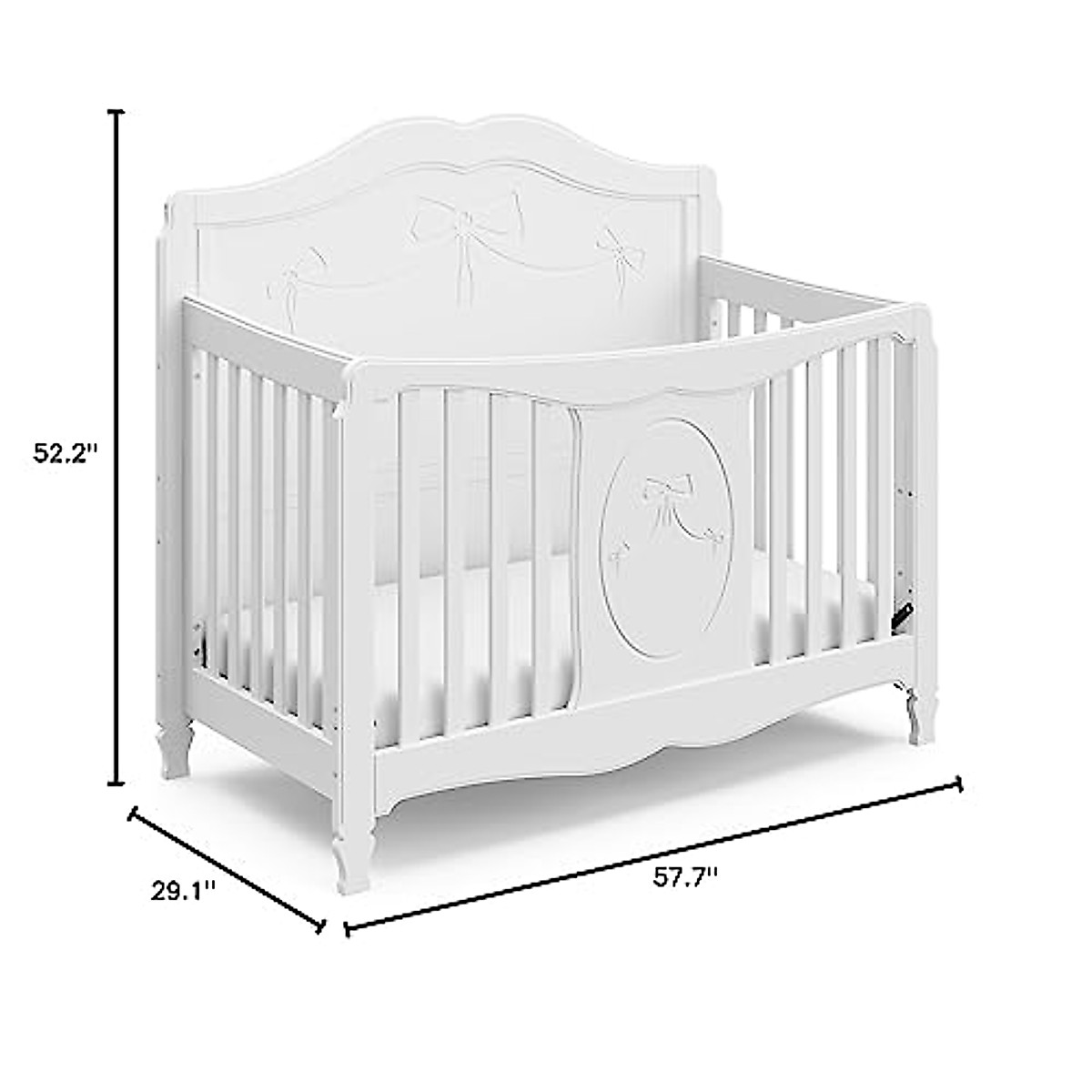 Storkcraft Princess 5-in-1 Convertible Crib (White) – GREENGUARD Gold Certified, Converts to Toddler Bed and Full-Size Bed, Classic Baby Crib for Girls Nursery, Fits Standard Full-Size Crib Mattress