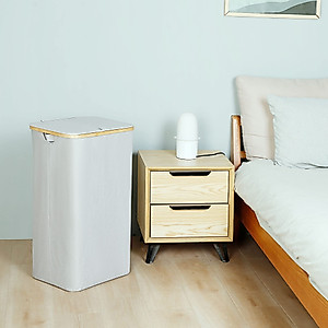 iEGrow Laundry Basket with Lid, 110L Large Laundry Hamper with Handle and Lid, Collapsible Clothes Basket Organizer with Removable Inner Bag for Clothes Toys Towels - Light Grey