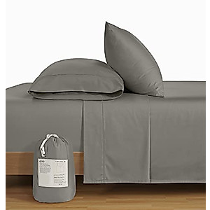 100% Cotton King Sheets - 600 Thread Count 4 Pc King Sheets Sets, Long Staple Combed Cotton Bed Sheets King, Luxury Sateen Sheets, King size sheets with deep pockets fits upto 17" - Charcoal