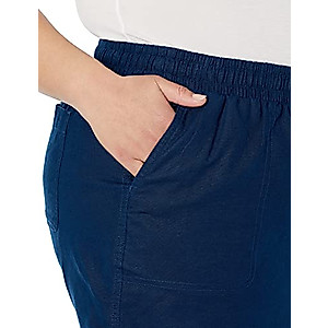 Amazon Essentials Women's 5" Inseam Drawstring Linen Blend Short (Available in Plus Size), Dark Blue, Medium