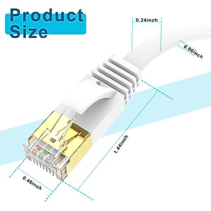 Ercielook Ethernet Cable 200 ft High Speed, Cat 6 Flat Internet Cable with rj45 connectors, Long LAN Cable with Clips & Straps - White 60 M
