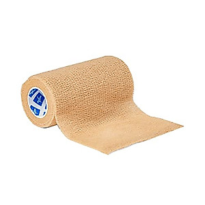 Medline Self Adherent Cohesive Wrap Bandage, Latex-Free, 4" x 5 Yards, Tan (18 Count)