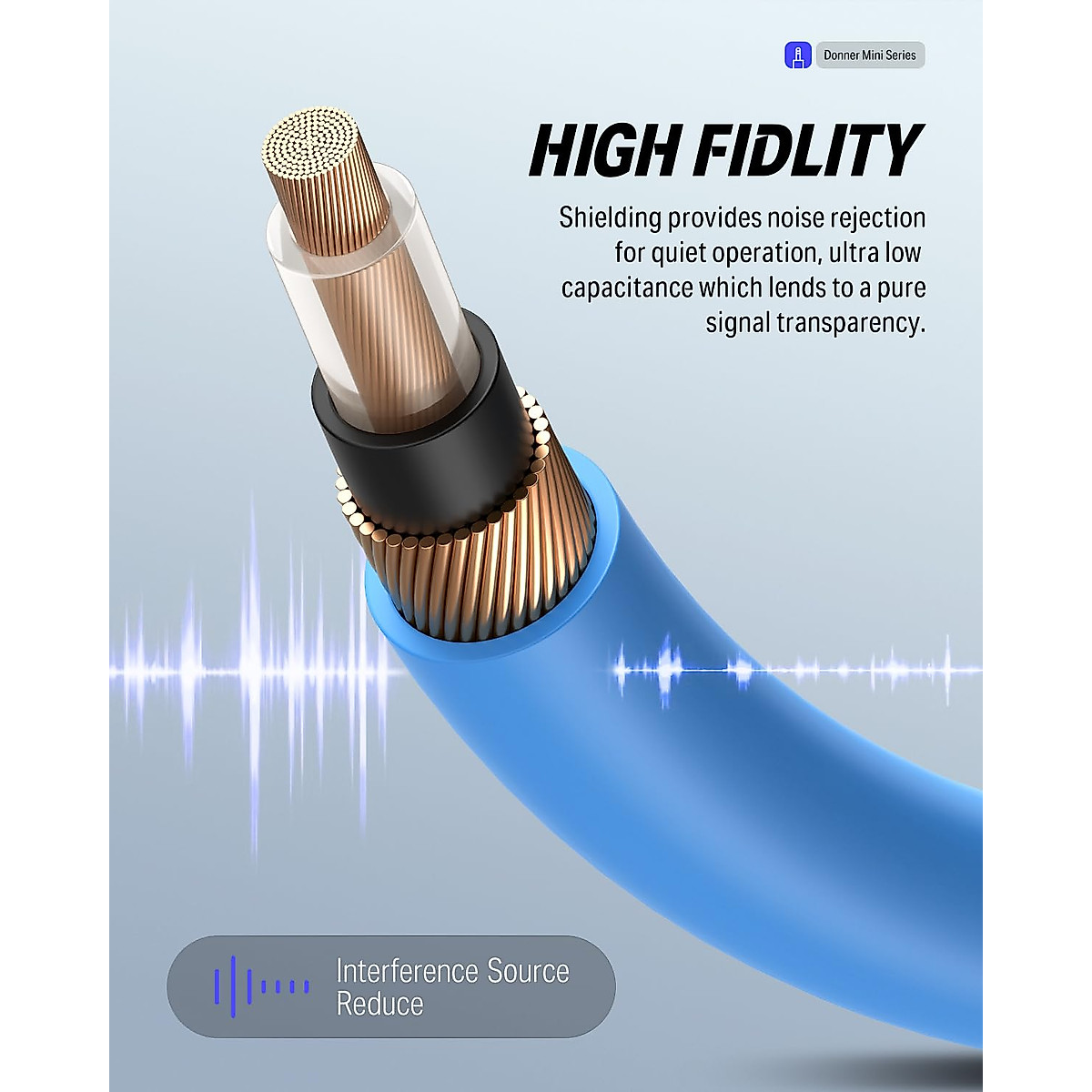 Donner 6 Inch Guitar Patch Colored Cable 6-Pack, TS 1/4" Right Angle to TS 1/4" Right Angle