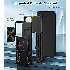 FNTCASE for Samsung Galaxy S23-Plus Case: Military Grade Shockproof Protection Case with Kickstand & Matte Textured Rugged TPU Shell | Drop Proof Protective Phone Cover for Galaxy S23+ Black