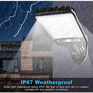 Solar Street Light Outdoor, Solar Street Light Parking Lot Lights Commercial Dusk to Dawn, 6500k IP65 Waterproof Led with Remote Control Motion for Street,Court,Tree
