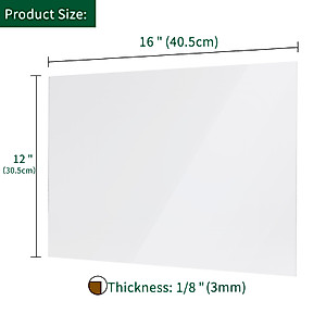 UU&FIL White Acrylic Sheets 12" x 16"x 1/8", 2 Pack 38.7% Translucent White Cast plexiglass Sheets for DIY Display Projects, Signage, Craft, Photo Frame, Painting and Easy to Cut.