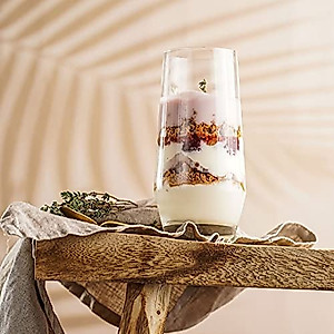 Set of 8 Clear Drinking Glasses Goblets & Chalices Cups - Glass Drinkware for Kitchen & Dinnerware - Glass Cups for Cocktails, Water, Juice, Beer, Stemless Rocks Glasses for Wine and Whiskey Drinks