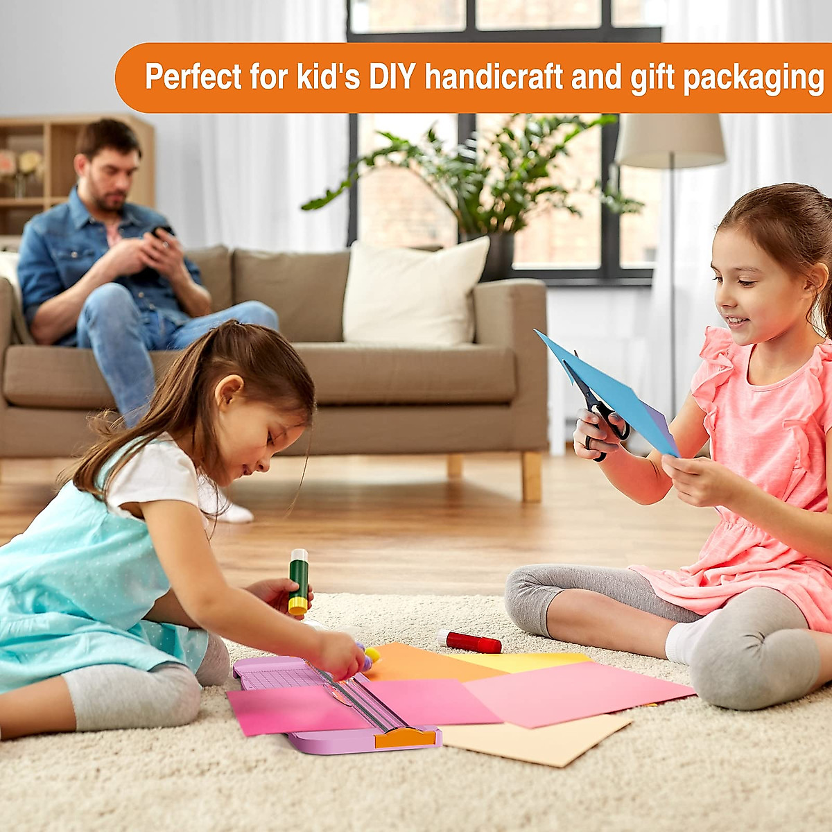 Paper Cutter 12 Inch Titanium Paper Trimmer Scrapbooking Tool with Automatic Security Safeguard and Side Ruler for A4, Craft Paper, Label, Photo and Cardstock (Pink)