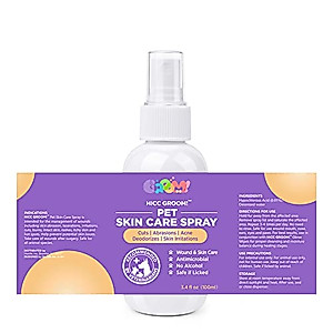 HICC GROOM! Hot Spot Treatment and Itch Relief Spray for Dogs & Cats, Rapidly Alleviate Dry Itchy Skin, Skin Allergies, Scratching, Excessive Licking, Wound Wash Spray, 3.4 Fl Oz