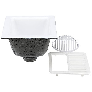 Zurn FD2375-NH3-H FD2375 12"x12" Floor Sink Body & Dome Strainer, 6" Sump Depth, 3" No-Hub, with Half Grate