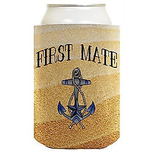 Boating Gift Captain and First Mate 2 Pack Sandy Beach Ocean Shore Can Coolies