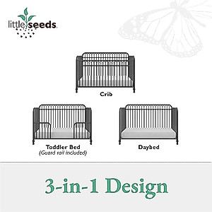 Little Seeds Raven 3-in-1 Convertible Metal Crib, JMPA Certified, Gray
