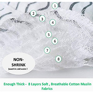 Little Grape Land 1OO% Cotton Muslin Bib 9 Pack, 8 Layers Breathable Adjustable Snaps Fits Babies and Toddlers 0-36 Months, Machine Washable Bib for Boys Girls - Colorful Stars & Stripe