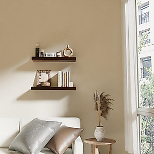 IEO 16 inch Floating Wood Shelves for Wall, Bathroom Wooden Wall Shelves Kitchen Floating Wall Mounted Shellves for Living Room, Bathroom, Bedroom, Kitchen, Office Storage & Organization