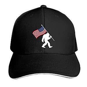 DARLEKS Dad Hat American USA Flags Sasquatch Bigfoot Baseball Cap for Men Women Snapback Hat Aldult Curved Brim Casquette Truck Hat Adjustable, One Size