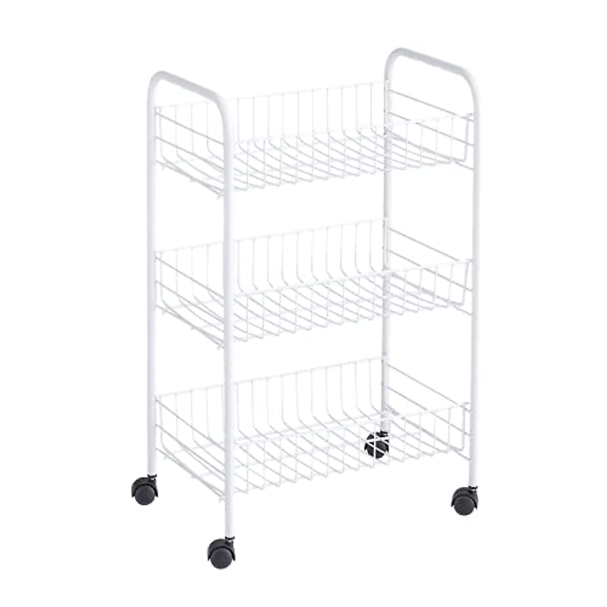 Rubbermaid 3-Tier Shelving Wheeled Organizer, Wire Adjustable Metal Storage Cart, for Office/Kitchen/Bedroom/Laundry Home Use