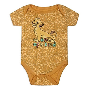Disney Lion King Simba Boys’ 3 Pack Bodysuits for Newborn – Yellow/Brown/White