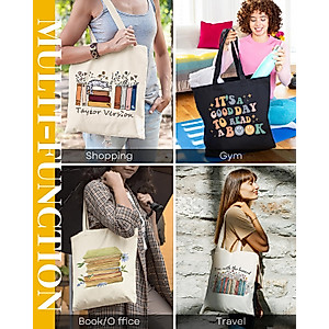 AUSVKAI Cute Canvas Tote Bag Aesthetic For Women Book Book Grocery Bag Cotton Vacation Shopping Beach Totes Gift -Cat