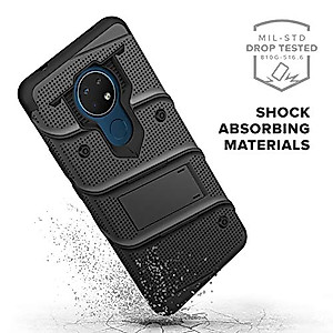 ZIZO Bolt Series for Nokia C5 Endi Case with Screen Protector Kickstand Holster Lanyard - Black & Black