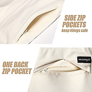 maamgic Mens Athletic Gym Shorts 5.5" Elastic Waist Casual Pajama Pocket Jogger Men Workout Short Pants Ivory