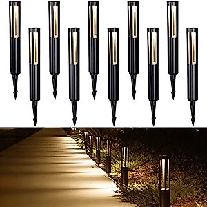 LEONLITE 10-Pack LED Low Voltage Landscape Lights, 3W 12V Pathway Lights Low Voltage, IP65 Waterproof, Landscape Path Lighting with Aluminum Housing, 50,000 Hours, 3000K Warm White, 172lm, Black