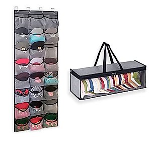 KEETDY 24 Large Pockets Over The Door Hat Rack and Hat Storage for Baseball Caps Organizer Hat Bag
