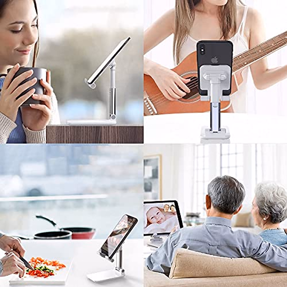 KJYF Phone Case for Oukitel WP19 (6.78"), [ 1 x Tempered Glass Protective Film], Shockproof Soft Silicone Black Case, with White Height Adjustable Cell Phone Stand for Desk.