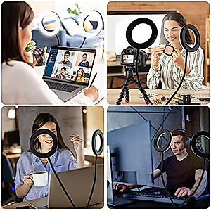 Dual Ring Light for Laptop, Computer, UPXDUMI 6 inch Desk Circle Light with Flexible Arm for Video Conferencing, Zoom Meetings, Streaming, Webcam Lighting, Video Recording, Photography, Makeup