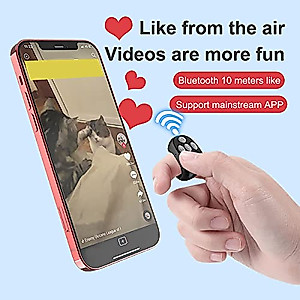 TIK Tok Bluetooth Remote Control Page Turner for iPhone Camera, Bluetooth Button Clicker Compatible with iPhone/iPad/Android/Smartphones/Tablets