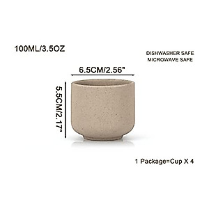 SYJAN HOME Ceramic teacups set of 4,No Handle Chinese KungFu Tea cups,3.5oz Teacups Japanese Teacup Set,Ceramic Tea Cup,4Pcs