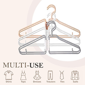 6 Pcs Portable Foldable Travel Hangers - Plastic Foldable Hangers with Lightweight, and Durable Plastic Hangers for Coats, Clothes, and Travel - 2 White, 2 Gray, 2 Apricot