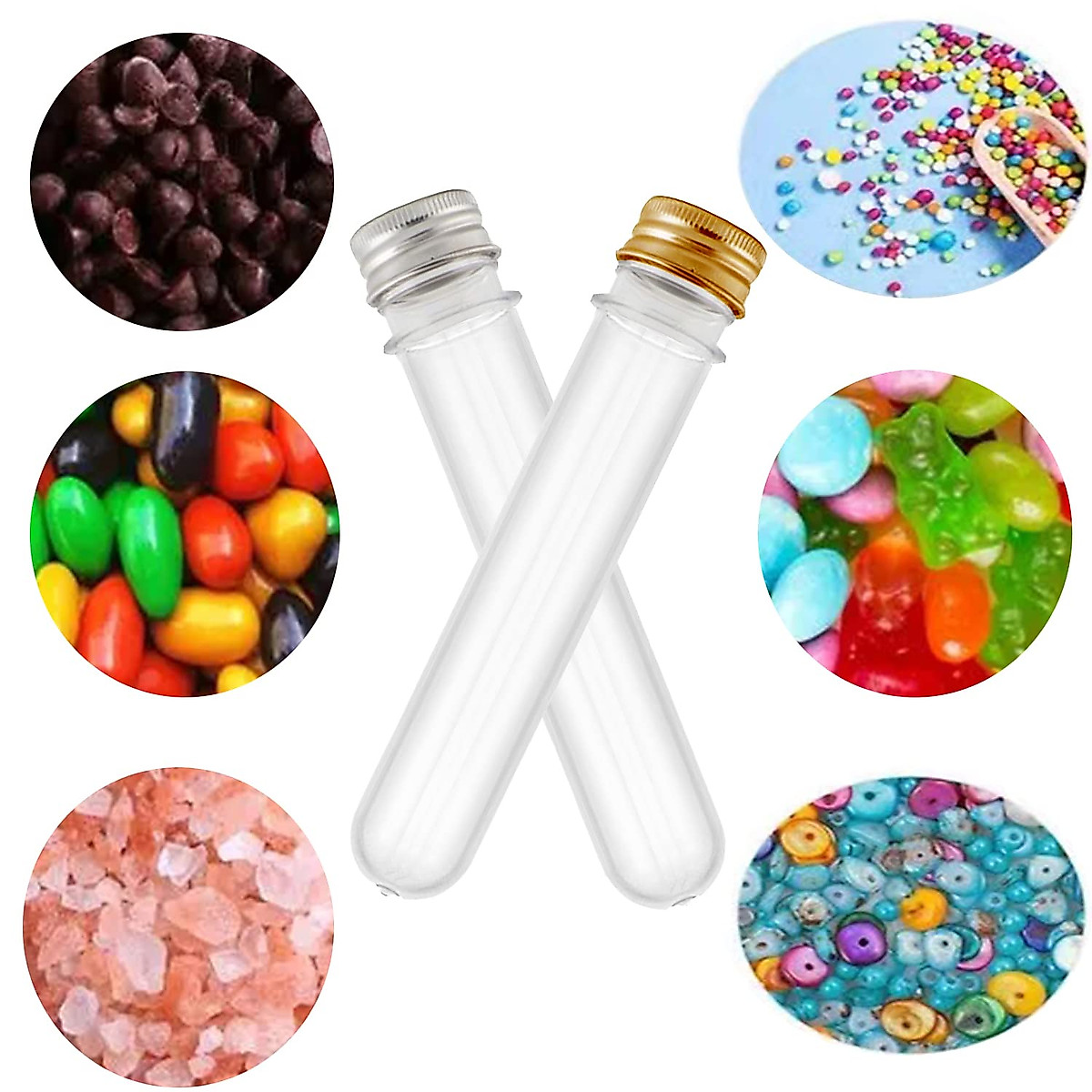 10 Pcs 45ml Plastic Test Tubes, 25 x 140mm Clear Plastic Test Tubes, with Screw Caps, for Scientific Experiments, Bath Salts, Candy Storage, Party Favors.