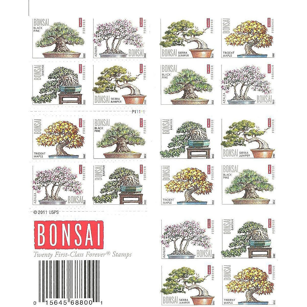Bonsai Tree Booklet Pane of 20 x Forever Stamps Scott 4618-22