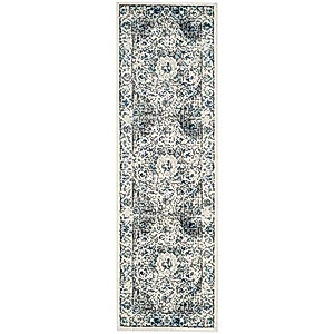 SAFAVIEH Evoke Collection 5'1" Round Ivory/Grey EVK220D Shabby Chic Oriental Medallion Non-Shedding Dining Room Entryway Foyer Living Room Bedroom Area Rug