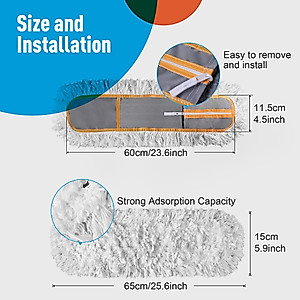 Commercial 24" Dust Mop Pads 2 Pieces Just Fit CLEANHOME Commercial Dust Mop,Grey