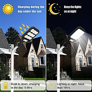 Led Solar Street Lights Outdoor, 2 Pack 279 Led Remote Control Solar Parking Lot Lights Wireless Ip65 Motion Sensor Solar Security Wall Light with 3 Modes for Garden, Street, Deck, Yard, Garage, Patio