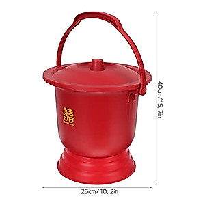 OUNONA Portable Toilet Urinal Spittoon with Handle Chinese Style Bedpan Urinal Chamber Pot Urine Bucket Bottle with Lid for Pregnant Women Elderly