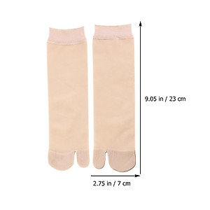 Happyyami 2 Pairs Summer Mid-Tube Silk Stockings for Women - Lightweight and Breathable Two-Toed Socks in Free Size