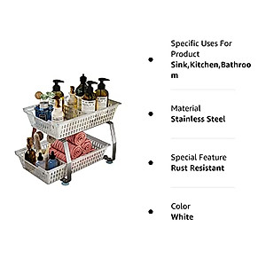 junyuan Under Sink Organizers and Storage, Bathroom Countertop Organizer with Dividers,Double Pull Out Cabinet Organizer Stainless Steel