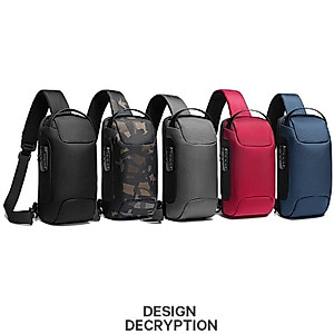 Men Anti-theft Crossbody Bags USB Charging Chest Pack Sling Shoulder Unisex Bags