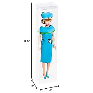 DollSafe Clear Folding Display Box for Thin 11-12 inch Dolls and Action Figures, 3" W x 2" D x 12.5" H, Pack of 20