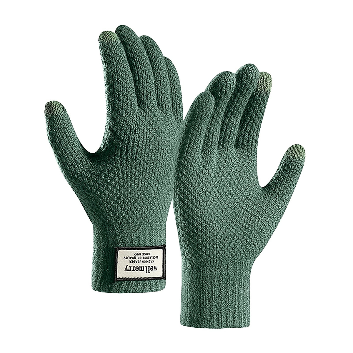 Unaone Winter Gloves for Men, Touch Screen Texting Warm Gloves Cold Weather Gloves with Soft Knit Lining and Elastic Cuff, Green