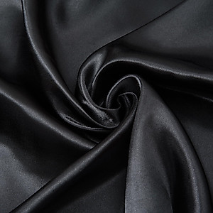 Charmeuse Satin Fabric by The Yard, 60" Wide Black Bridal Satin Fabric, Soft Silky Satin Fabric Charmeuse Cloth Fabric for Bridal Dress, Apparel, Wedding Decorations, DIY Crafts, Sewing(1 Yard)