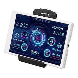 Zyyini Computer Temp Monitor, 3.5 Inch Full View AIDA64 PC CPU Hard Disk Data Monitor PC Sensor Panel Display for Chassis GPU, Plug and Play (White)