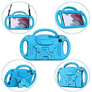 AVAWO Kids Case for Samsung Galaxy Tab A7 Lite 8.7 Inch 2021/A9 8.7 2023, with Strap, Shockproof Lightweight Handle Stand 2021(SM-T220/T225/T227)/2023(SM-X110/X115/X117), Blue