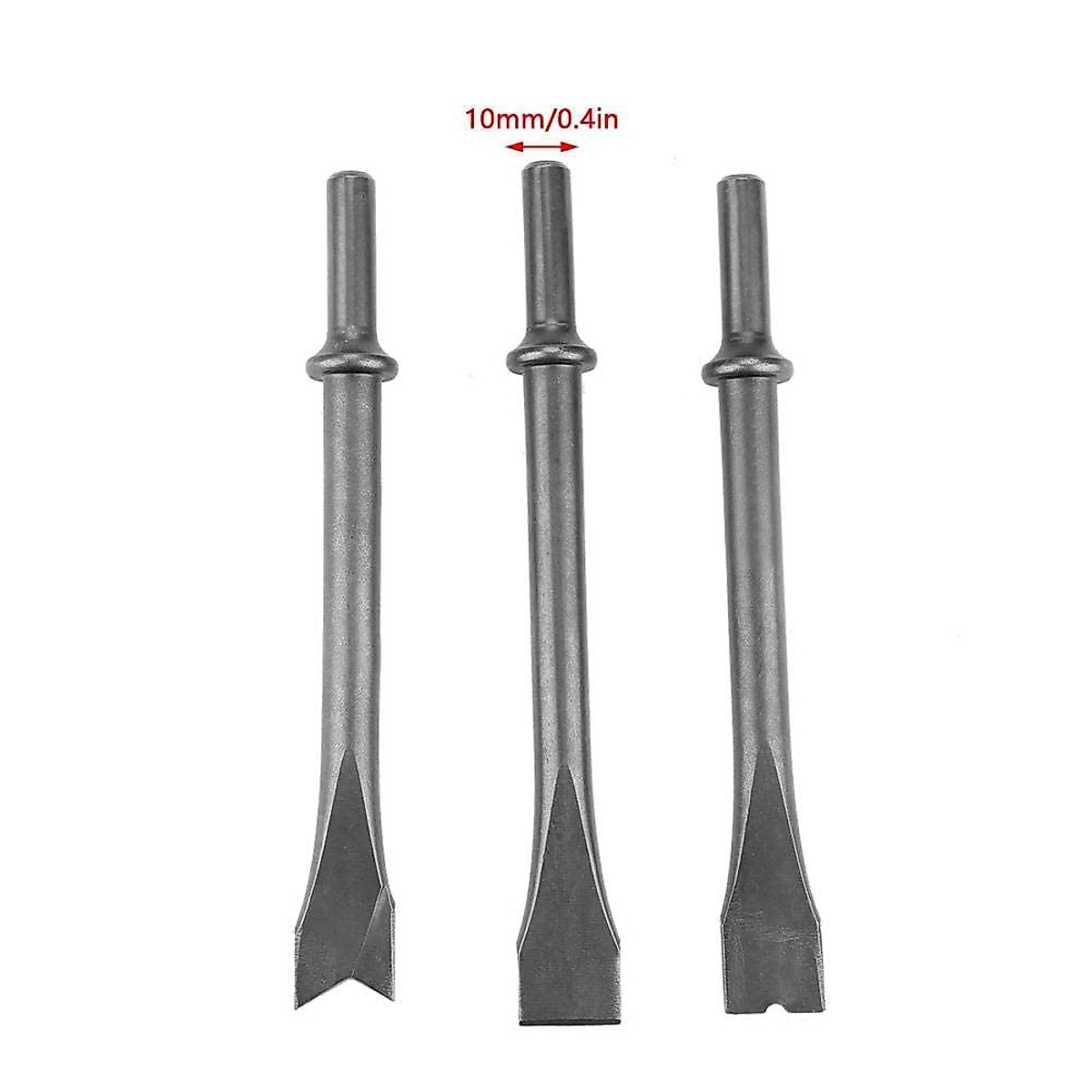FTVOGUE Air Hammer Chisel Set Extra Long Round Shank Pneumatic Hammer Bit Set 3pcs.