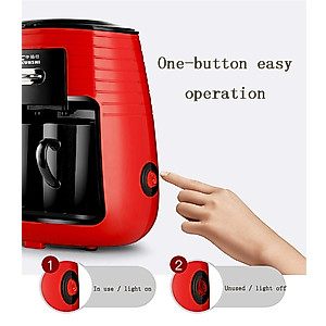 NOALED Coffee Machine Built-In, Coffee Machine Espresso American Coffee Machine Home Automatic Tea Machine Filter Mini Coffee Pot Red